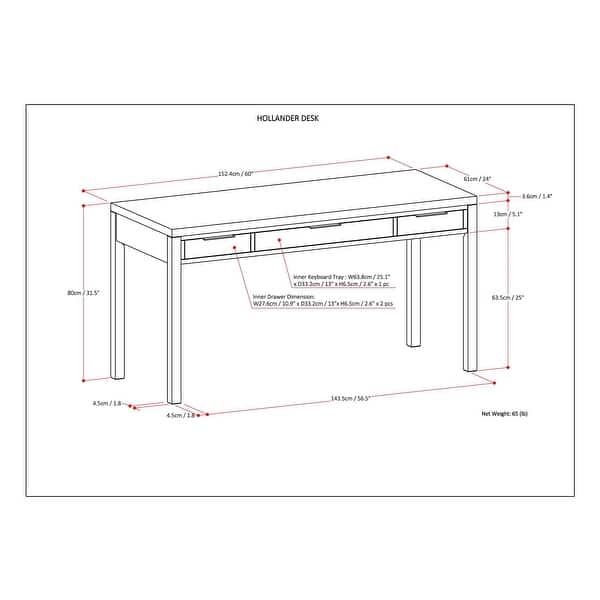 WYNDENHALL Fabian SOLID WOOD Contemporary 60 inch Wide Desk - Bed Bath ...