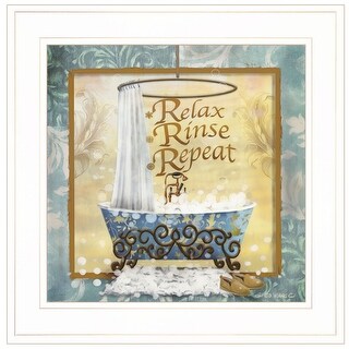 HomeRoots Relax Rinse Repeat 1 White Framed Print Wall Art - Bed Bath & Beyond - 37818492