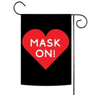 Black and Red Mask On Heart Outdoor Rectangular Mini Garden Flag 18" x ...