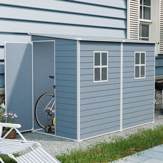4x8 ft Outdoor Storage Shed with Floor Resin shed with Two-Window ...