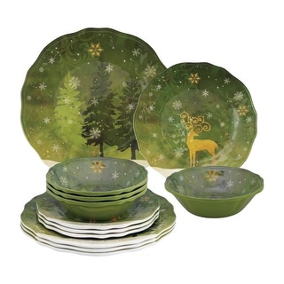 UPware 12-Piece Melamine Dinnerware Set, Includes Dinner Plates, Salad ...
