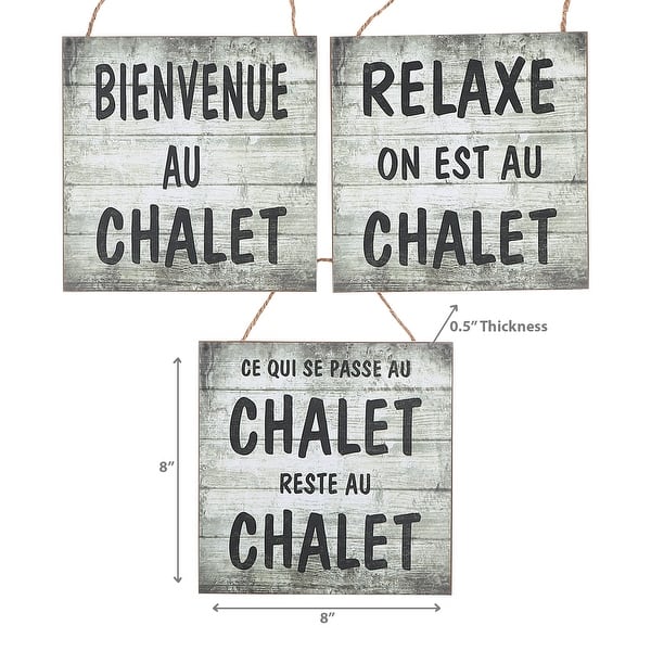IH Casa Decor Mdf Wall Signs Bienvenue Au Chalet 8 X 8 Asstd - Set of 3 ...