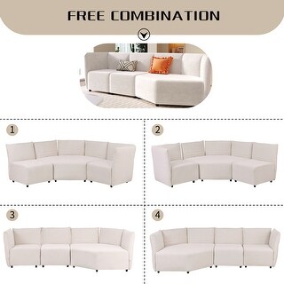 Beige Convertible Combination Couch with Multi-angle Adjustable Back ...