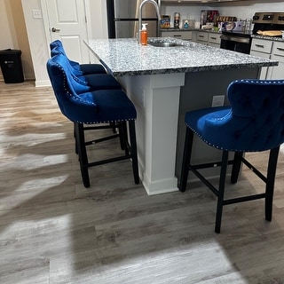 Button Tufted Velvet Wing-Back Barstools Set of 4 - Bed Bath & Beyond ...