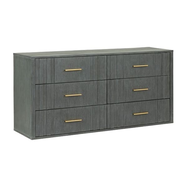 Cid Lime 63 Inch Wide Dresser Chest, 6 Gliding Drawers, Reeded Lines ...