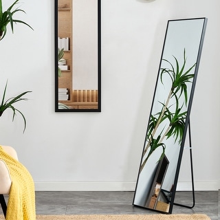 Black Solid Wood Frame Full-length Mirror - Bed Bath & Beyond - 36538177
