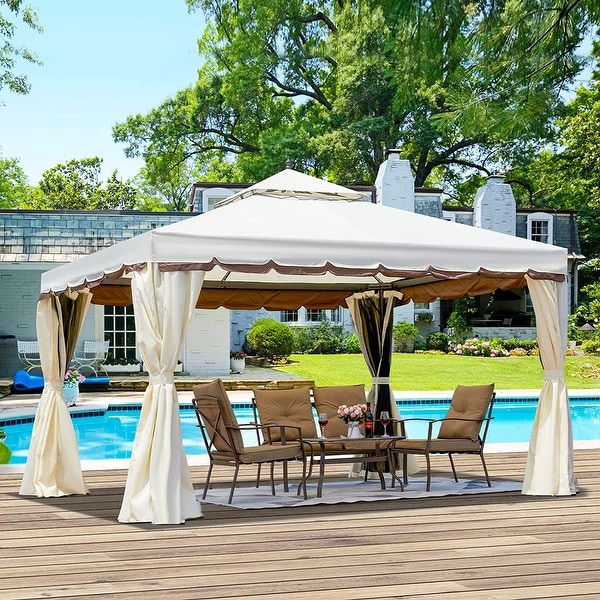EROMMY Outdoor Canopy Gazebo Double Roof Patio Gazebo with Soft Top ...