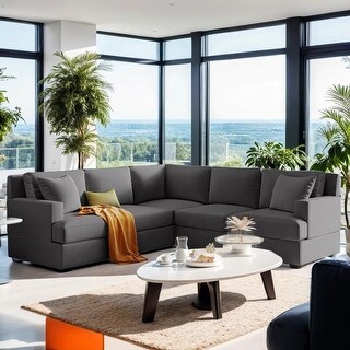 Stylish & Simple Sectional Modular Sofa with 2 Tossing Cushions and ...