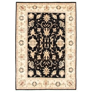 ECARPETGALLERY Hand-knotted Chobi Finest Black Wool Rug - 5'7 x 7'11 ...