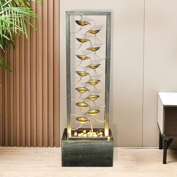 43.5'' Metal Water Fountain with Light for Outdoor Indoor - Bed Bath ...