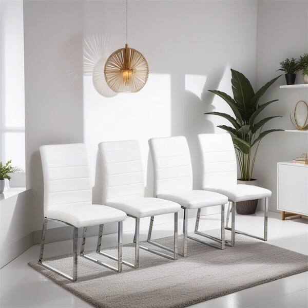 Modern Dining Chairs High Back Kitchen Chair,w/Stainless Legs,4pcs ...