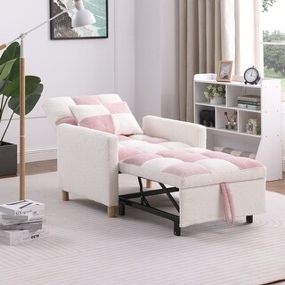 Pink White Teddy Fabric Recliners Chaise Lounges Sleeper Sofa Bed - Bed ...