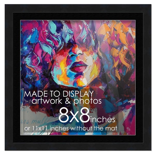 8x8 Frame Black Matted for 8x8 Picture or 11x11 Art Poster Without ...