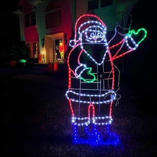 Fraser Hill Farm 5-Ft. Prelit LED Santa with Waving Arm Outdoor ...