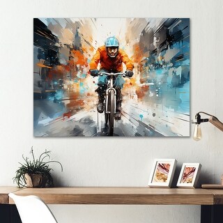 Designart "Bicycle Abstract Urban Cyclists" Transportation Metal Wall ...