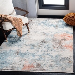 SAFAVIEH Shivan Modern & Contemporary Abstract Blue/Ivory Rug - Bed ...