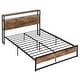 Gymax Full Size Industrial Platform Bed Frame with Charging Station ...