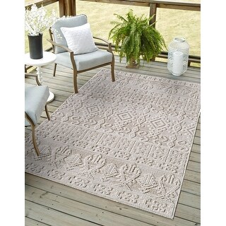 Domani Bella Neautral in Morocco Textured Indoor / Outdoor Area Rug ...
