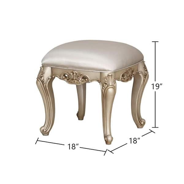 Fabric Padded Vanity Stool in Antique White Finish - Bed Bath & Beyond ...