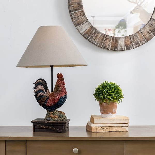 Glitzhome Polyresin Farmhouse Truck or Rooster Table Lamp - Bed Bath ...