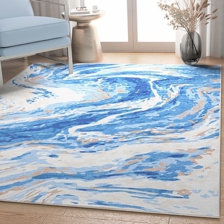 Well Woven Abstract Dunes Retro Marble Flat-Weave Area Rug - Bed Bath ...