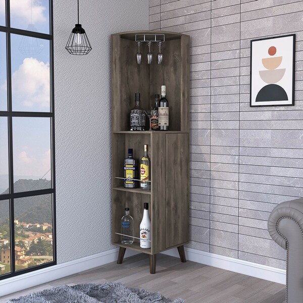 Kitchen 1-Drawer 2-Shelf Corner Bar Cabinet Dark Brown - Bed Bath ...
