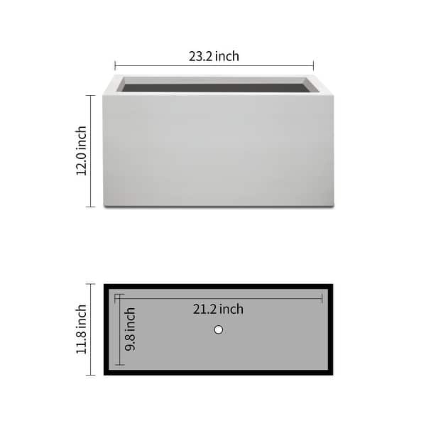 Kante Rectangular Lightweight Pure White Concrete Metal Indoor Outdoor ...