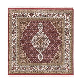 Shahbanu Rugs Hand Knotted Red Tabriz Mahi Fish Medallion Design Wool ...