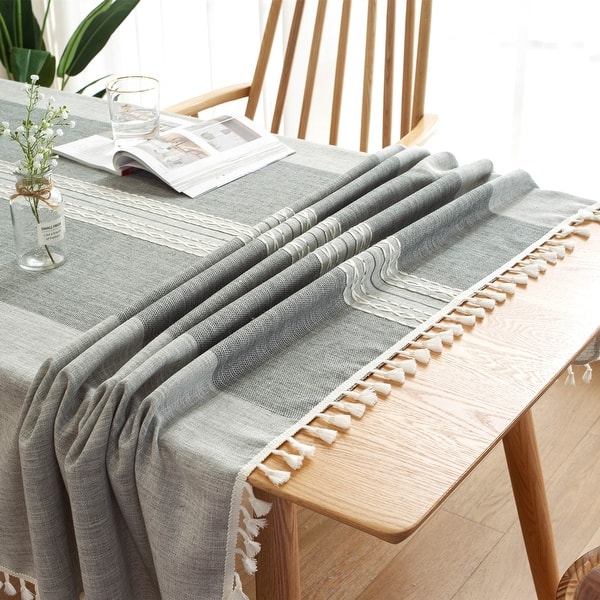 light grey rectangle tablecloth