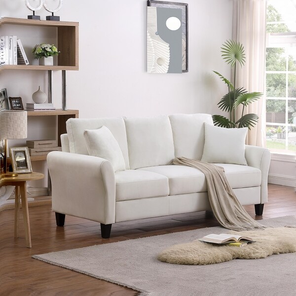 Modern Velvet 3 Seater Sofa with 2 Pillows Contemporary Design Easy Assembly Maximum Comfort Bed Bath Beyond 39793404