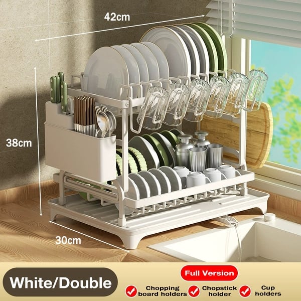 Collapsible 2 Tier Dish Drying Rack For Kitchen Counter - Bed Bath ...
