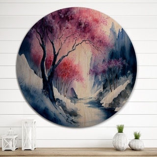 Designart "Winter Beauty Landscape In Pink Magenta And Blue II ...