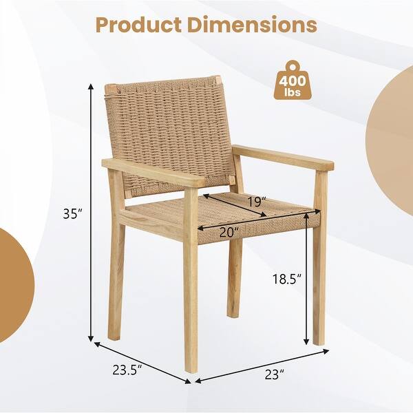 2/4PCS 18'' Dining Stool Backless with Wood Frame Woven Paper Seat ...