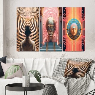 Designart "Future Minimalism Geometric Glam Portrait IV" Woman Sci-Fi ...