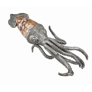 Polished Pewter and Cone Shell Swimming Squid Statue - Bed Bath ...