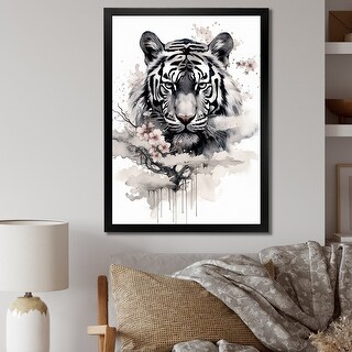 Designart "Asian Art Tiger Sumi" Asian Art Framed Canvas Prints - Bed ...