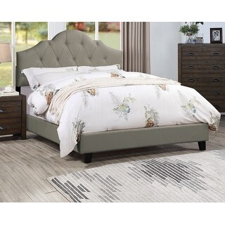 California King Wood Platform Bed with Adjustable Tufted Headboard ...