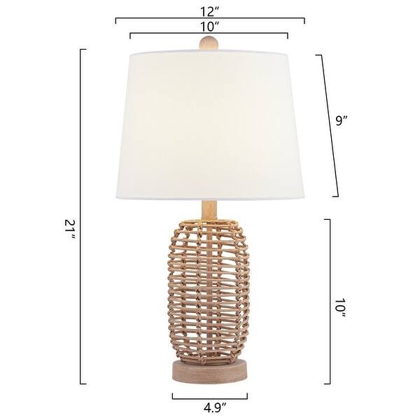 Maxax 21" Bedside Natural Rattan Table Lamp Set (Set Of 2) - 12*12*21 ...