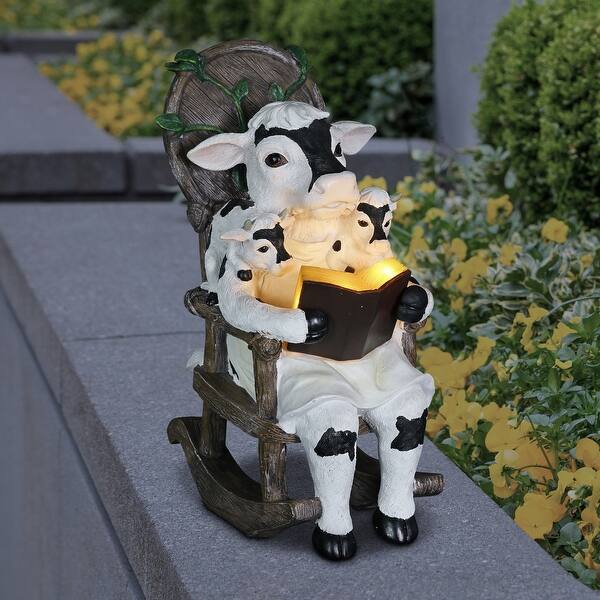 Exhart Solar Cow Family Reading a Story in a Rocking Chair Garden ...