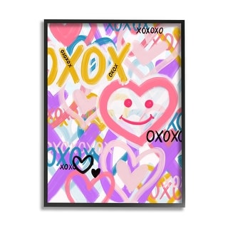 Stupell Xoxo Urban Heart Shapes Framed Giclee Art Design by Kristen ...