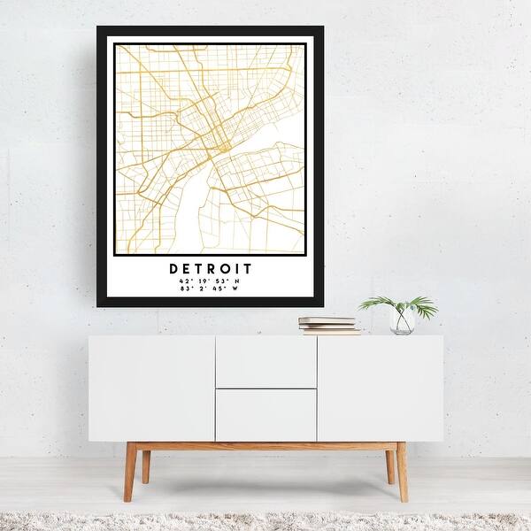 Detroit Michigan Detroit Street Map Maps Minimal Art Print/Poster - Bed ...