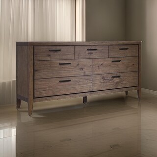 Enzo 68 Inch Wide Dresser, 7 Floating Drawers with Black Handles, Brown ...