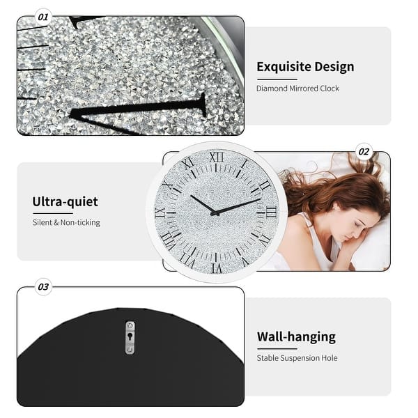 silver sparkle wall clock
