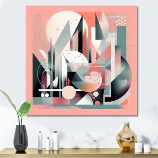 Designart "Blue And Pink Embracing Cubism Iii" Minimalism Wall Art For ...
