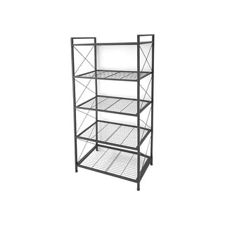 5-Tier Metal Storage Rack with Wheels, Mesh Shelving Unit with X Side ...