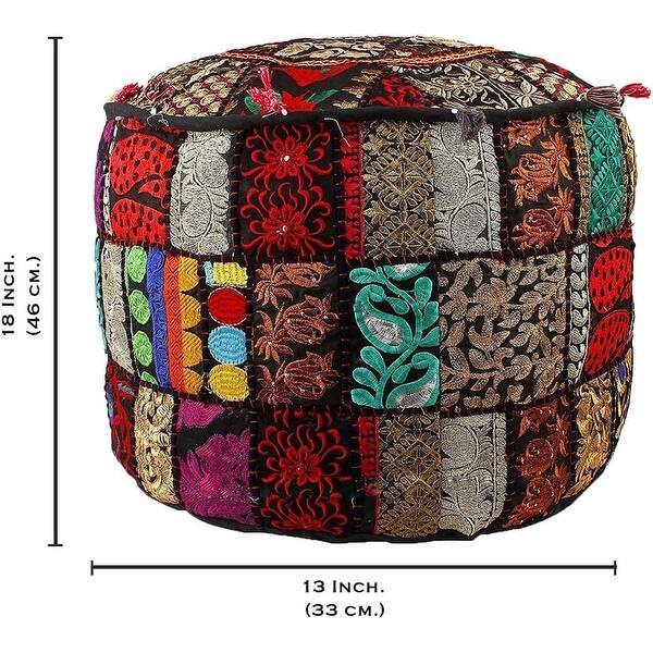 Indian Cotton Round Pouffe Ottoman Pouf Cover only - Bed Bath & Beyond ...