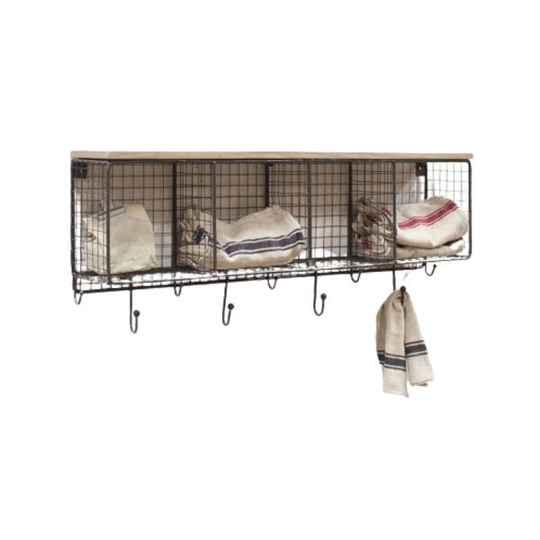 Kalalou Large Wire Mesh Four Horizontal Cubbies With Wooden Top - Bed ...