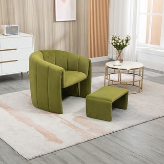 Green Upholstered Accent Chair With Ottoman Multi-scene Use - Bed Bath ...