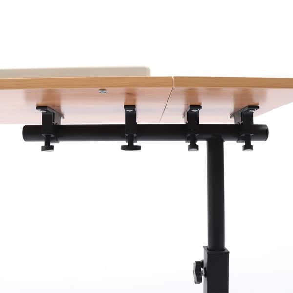 Rolling Laptop Desk Height Adjustable Tilt Stand Portable Caster - Bed ...
