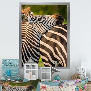 Designart "African Zebra Photo Portrait" Traditional Framed artwork ...
